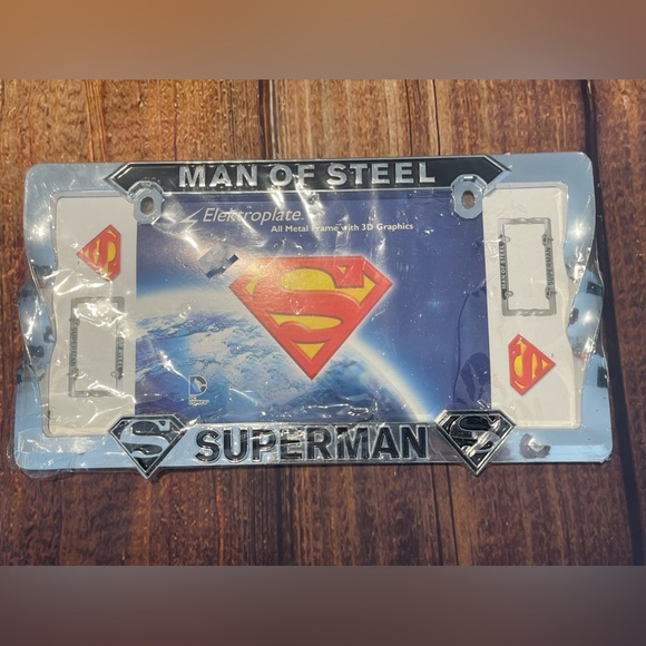 Other | Superman Man Of Steel 3d Metal License Plate Frame | Poshmark